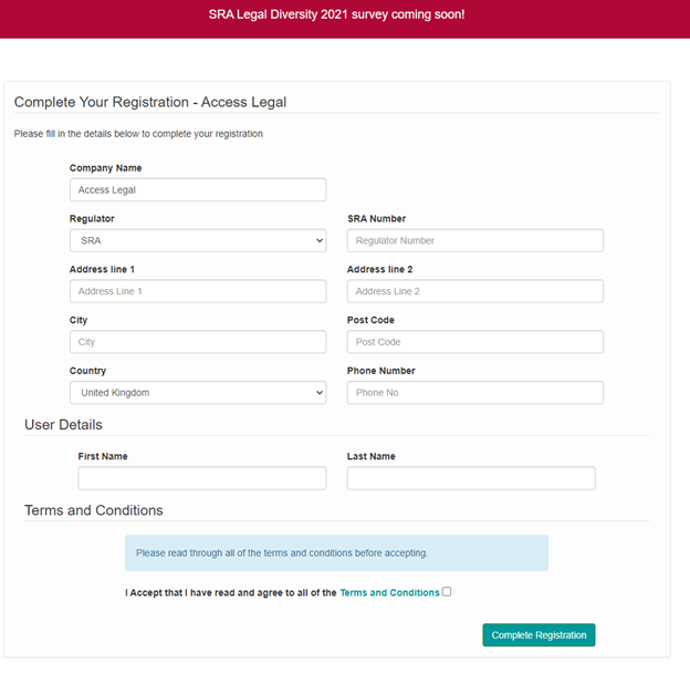 Access Compliance Software: SRA Diversity Survey release notes June 2021