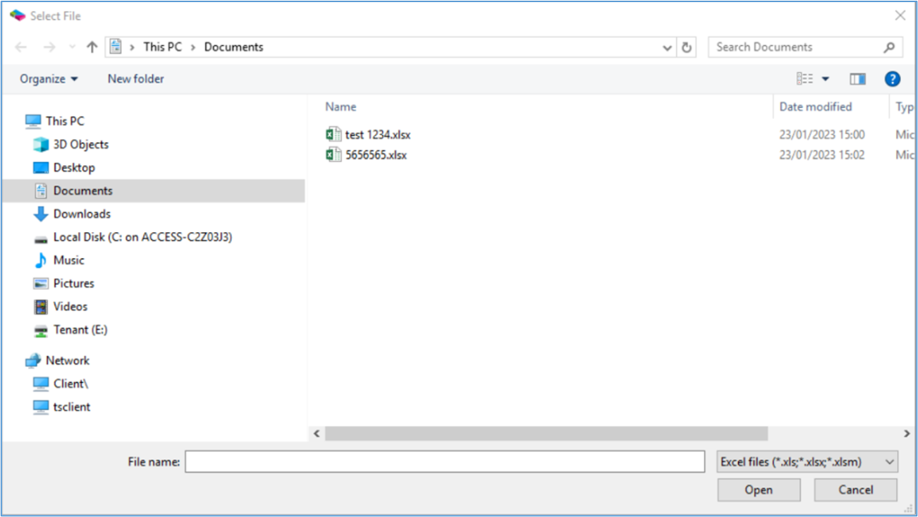ConQuest Q Series: Use file within Access Workspace