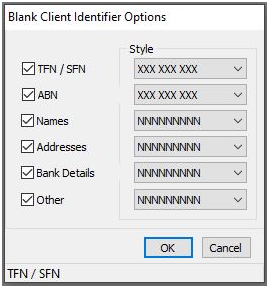 Access HandiSoft (HandiTax): How do I blank out client identifiers (TFN)?
