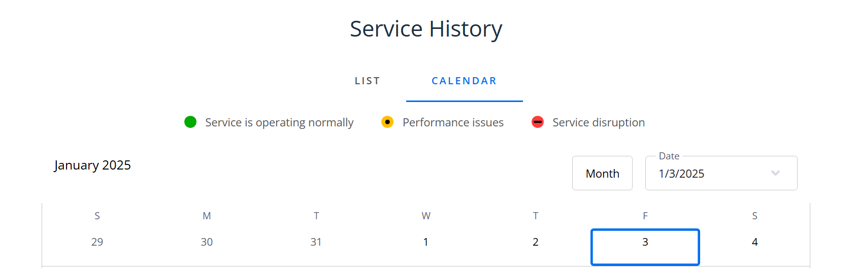Access Maintain: Service status dashboard