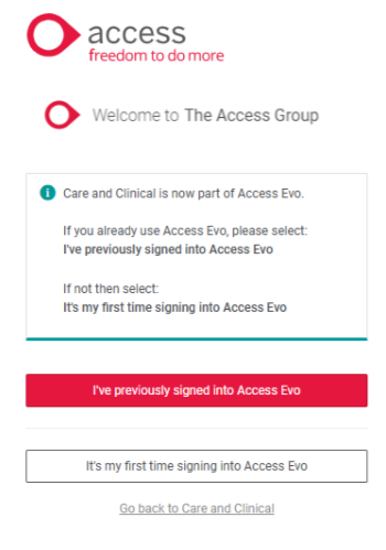 Access Care & Clinical: Migration to Access Evo
